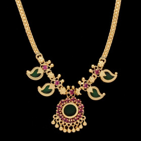 Gorgeous Urvasi Chain Heart Palakka Pendant Necklace|Kollam Supreme